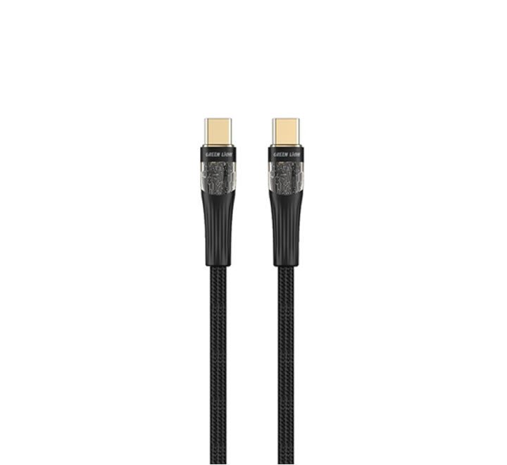 Green Lion Transparent Cable USB-C to USB-C 100W 1M - Black
